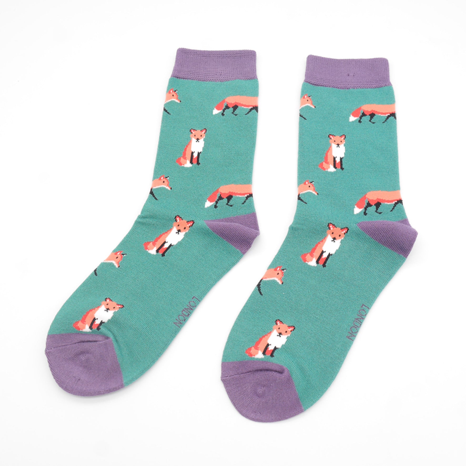 Miss Sparrow ladies Foxes socks - dark green