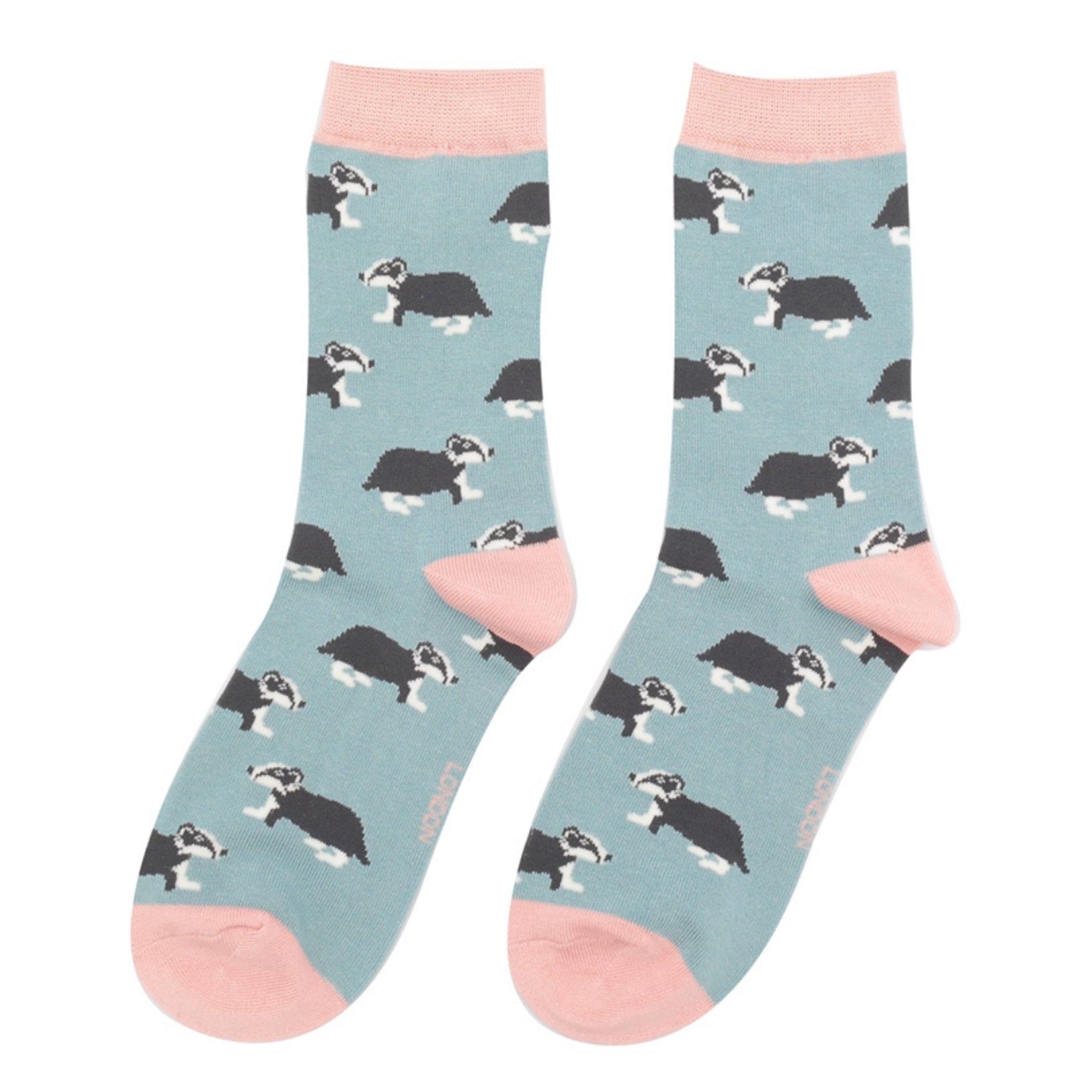 Miss Sparrow ladies badger socks - duck egg